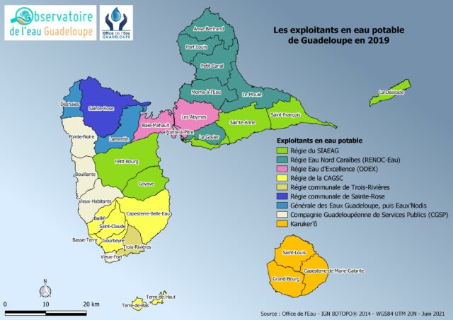 Exploitants du service public d'eau potable de Guadeloupe en 2019 ...